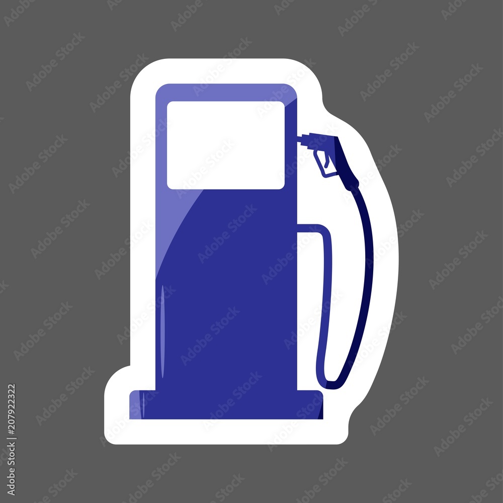 Vector colored sticker icon of a gas station, gasoline, petrol, benzine ...