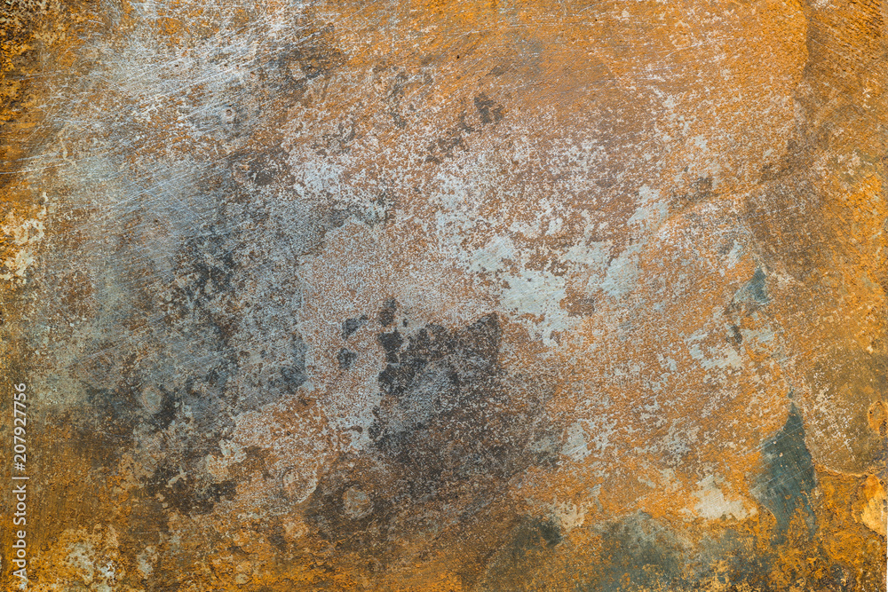 Textured metal surface with detailed traces of corrosion, rust and ...