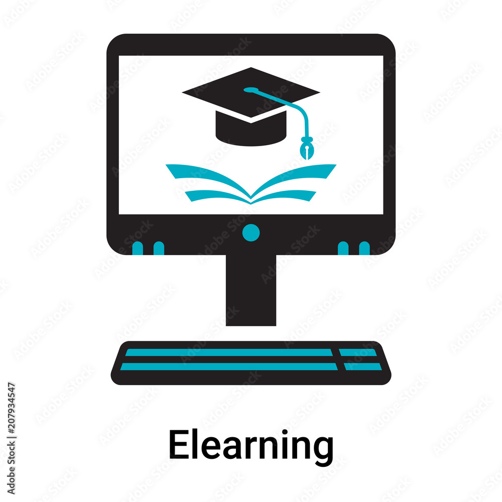 Elearning icon vector sign and symbol isolated on white background ...