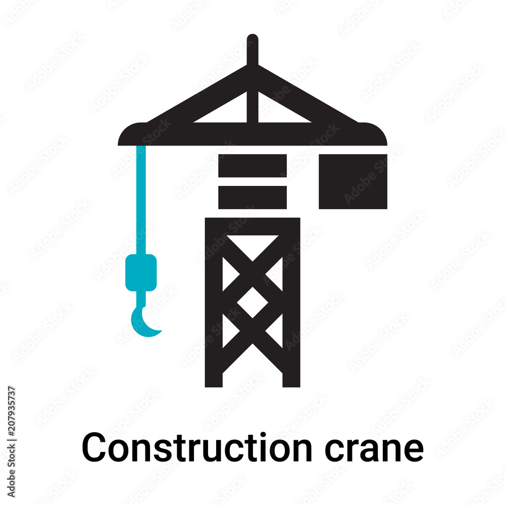 Construction crane icon vector sign and symbol isolated on white ...