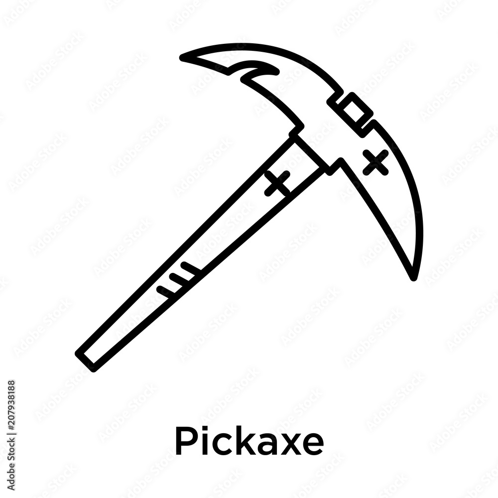 Pickaxe icon vector sign and symbol isolated on white background ...