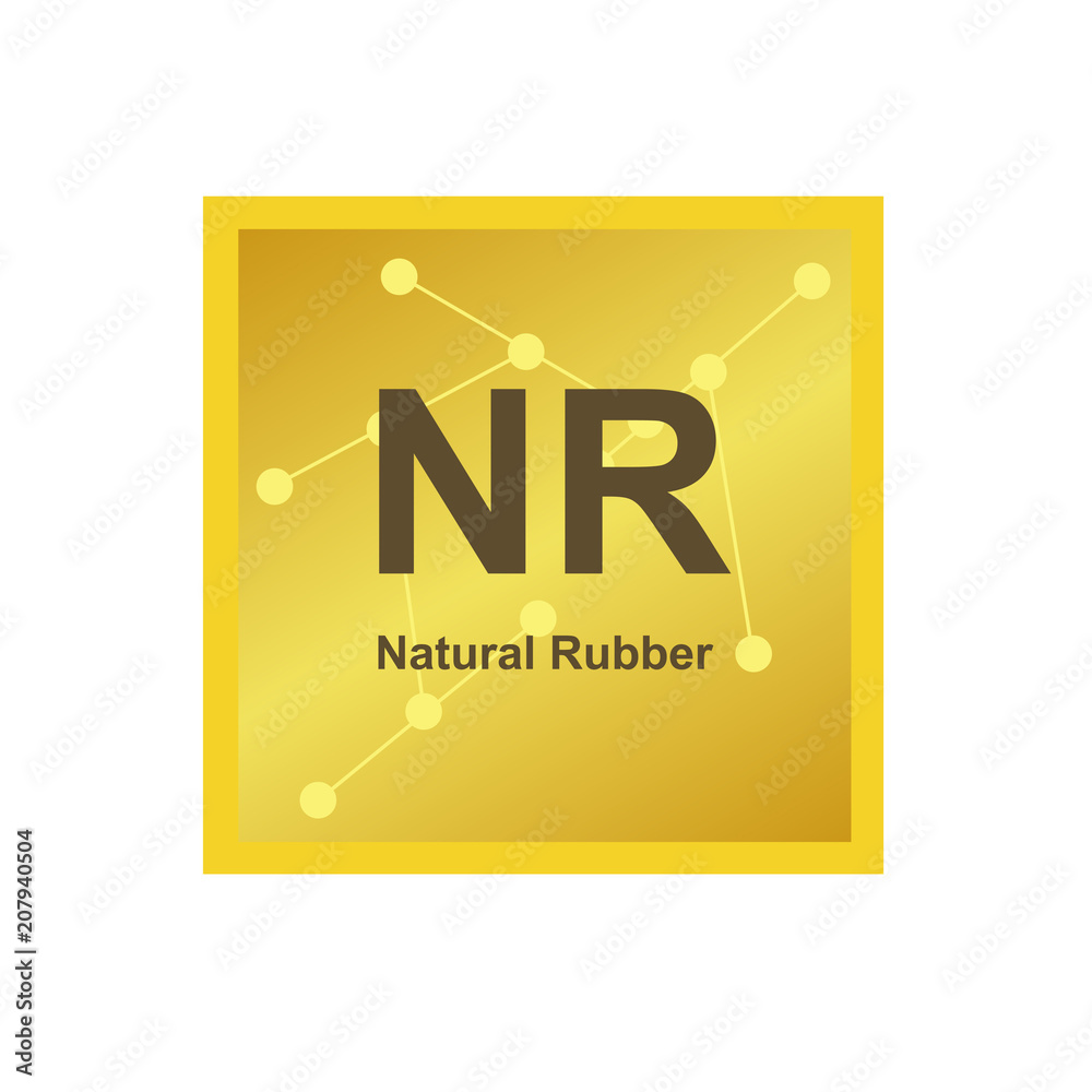 Vector symbol of Natural Rubber (NR) polymer on the background from ...
