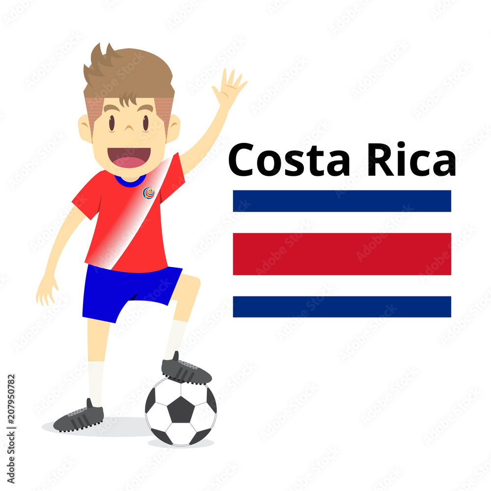 Costa Rica nation team cartoon,football World,country flags. 2018 ...