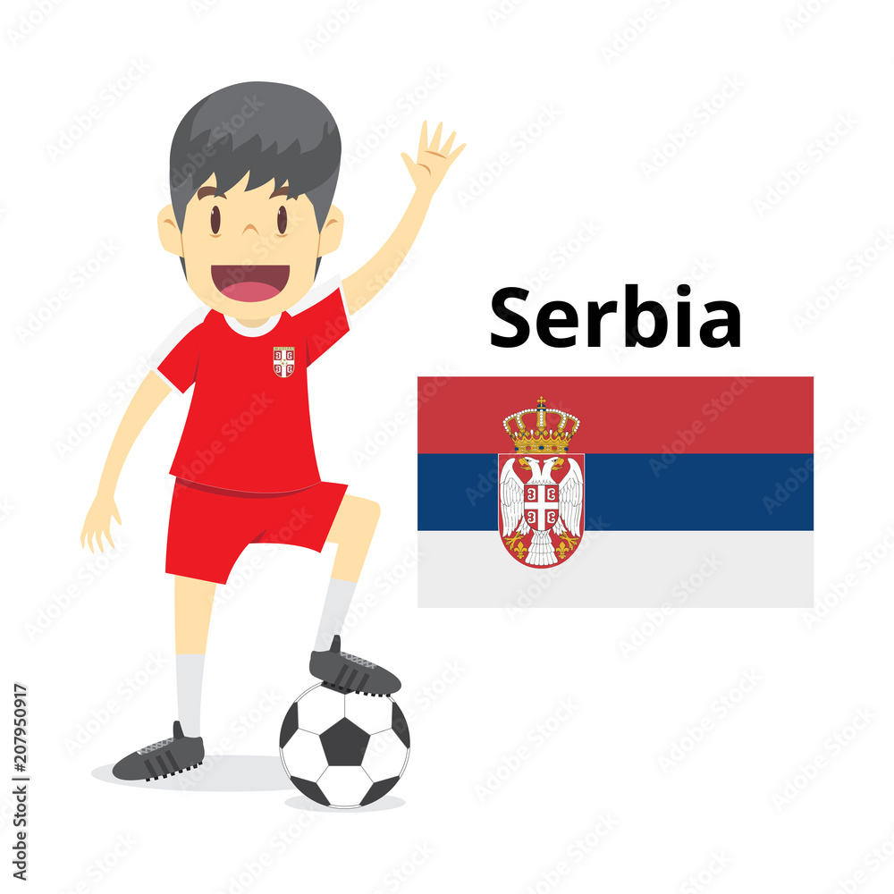 Serbia nation team cartoon,football World,country flags. 2018 soccer ...