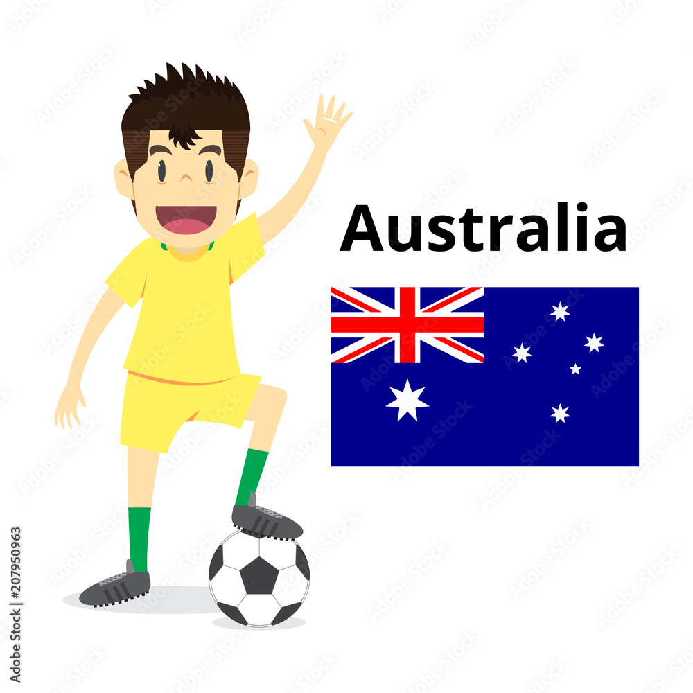 Australia nation team cartoon,football World,country flags. 2018 soccer ...