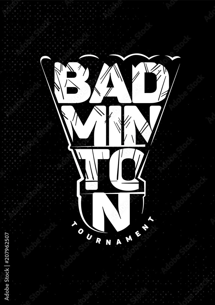 Badminton shuttlecock. Lettering black and white emblem Stock Vector ...