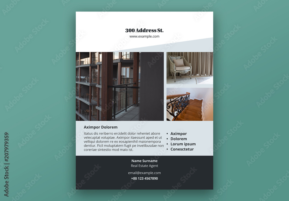 Real Estate Property Flyer Layout Stock Template | Adobe Stock