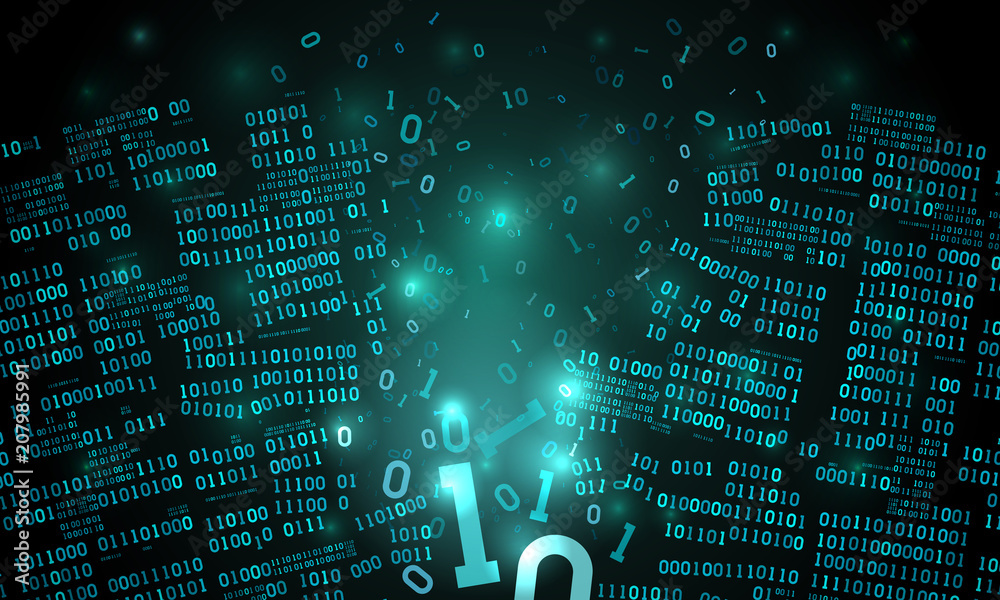 Abstract Futuristic Cyberspace With A Hacked Array Of Binary Data Broken Falling Binary Code