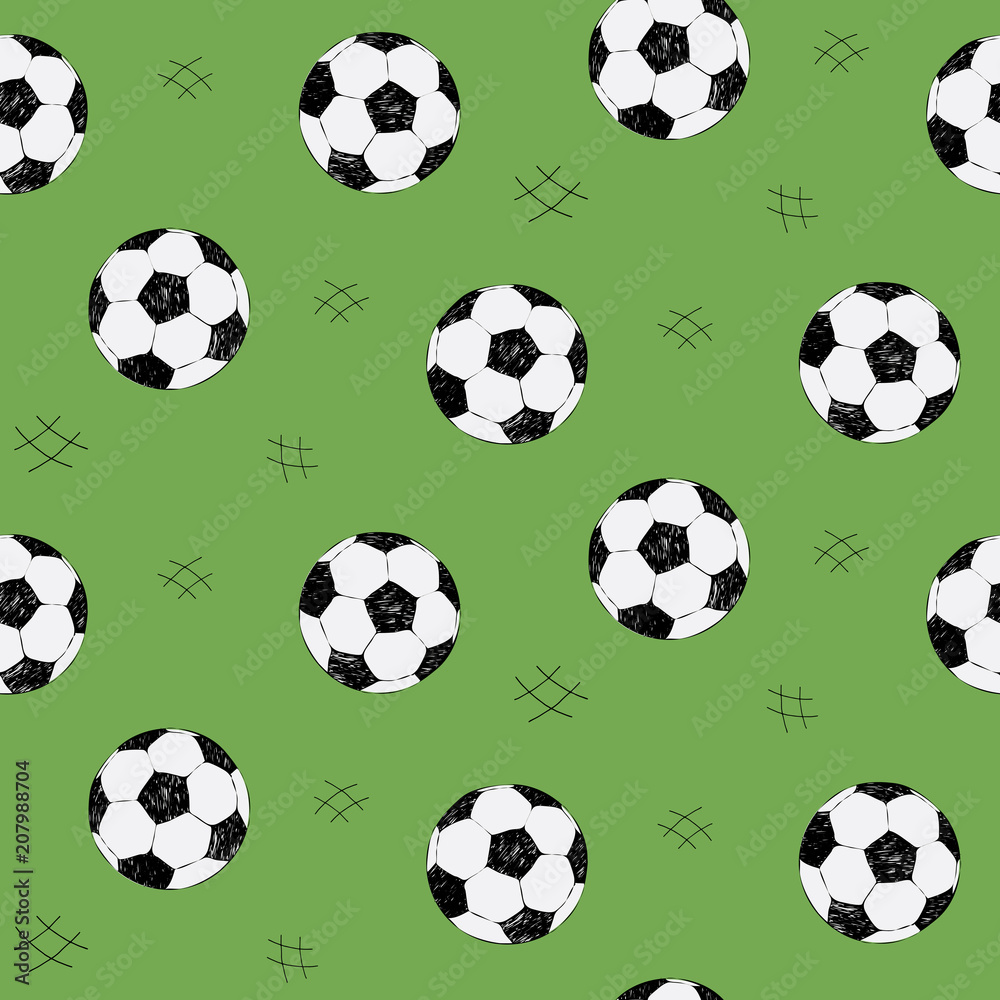 Soccer ball seamless pattern for background, web, style elements. Green ...