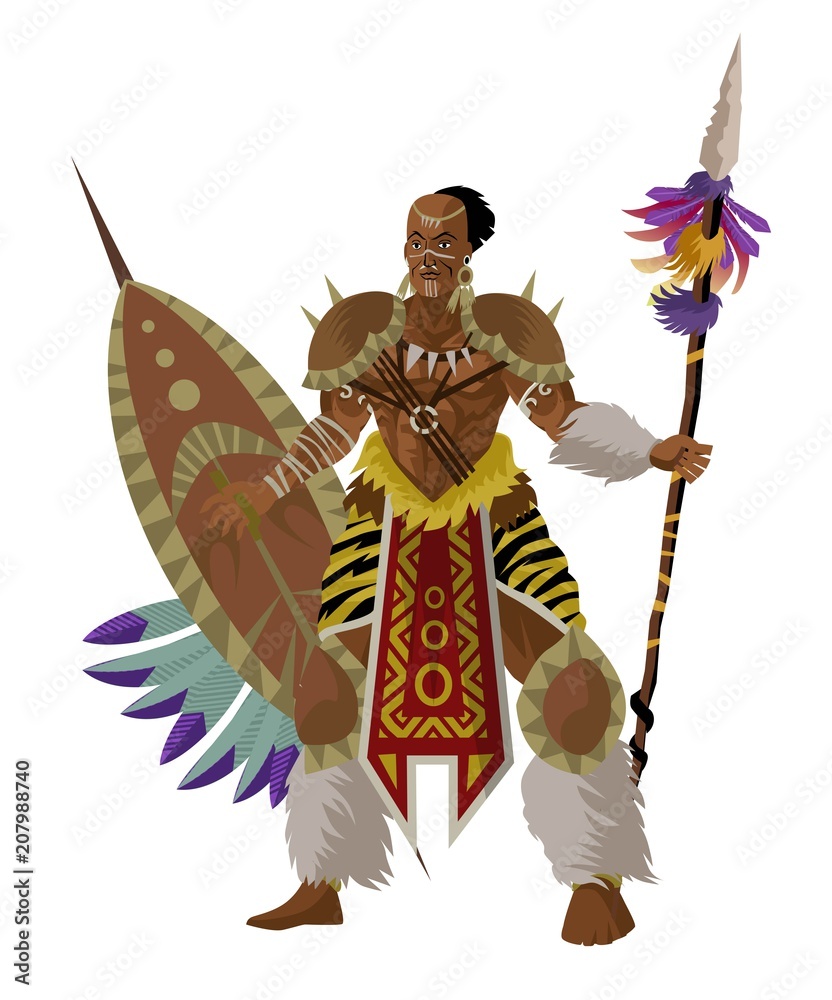 powerful african warrior Stock Vector | Adobe Stock