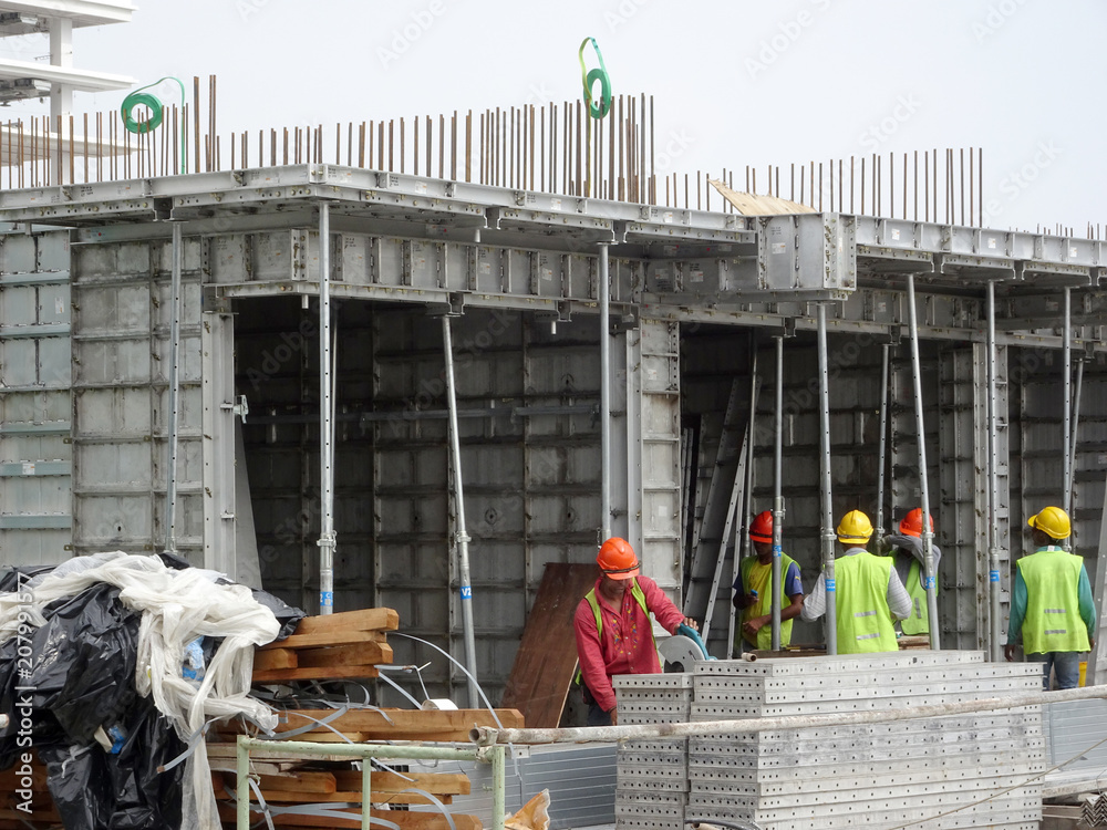 Precast system aluminium formwork used at the construction site as the ...