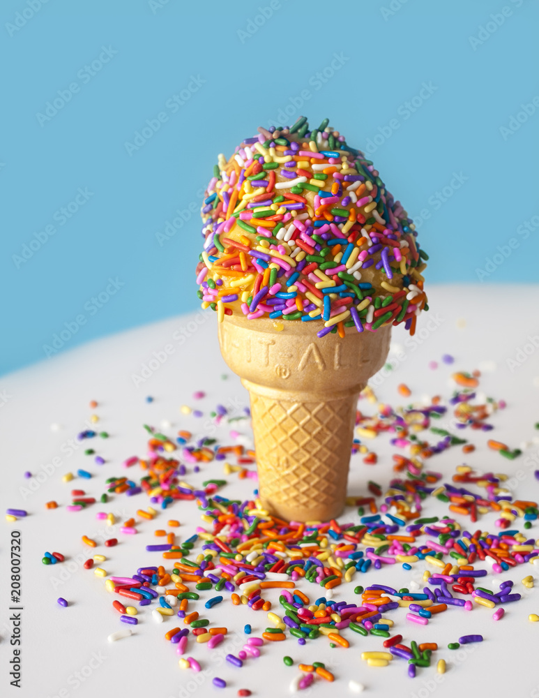 Ice Cream Cone with Rainbow Sprinkles Stock Photo | Adobe Stock