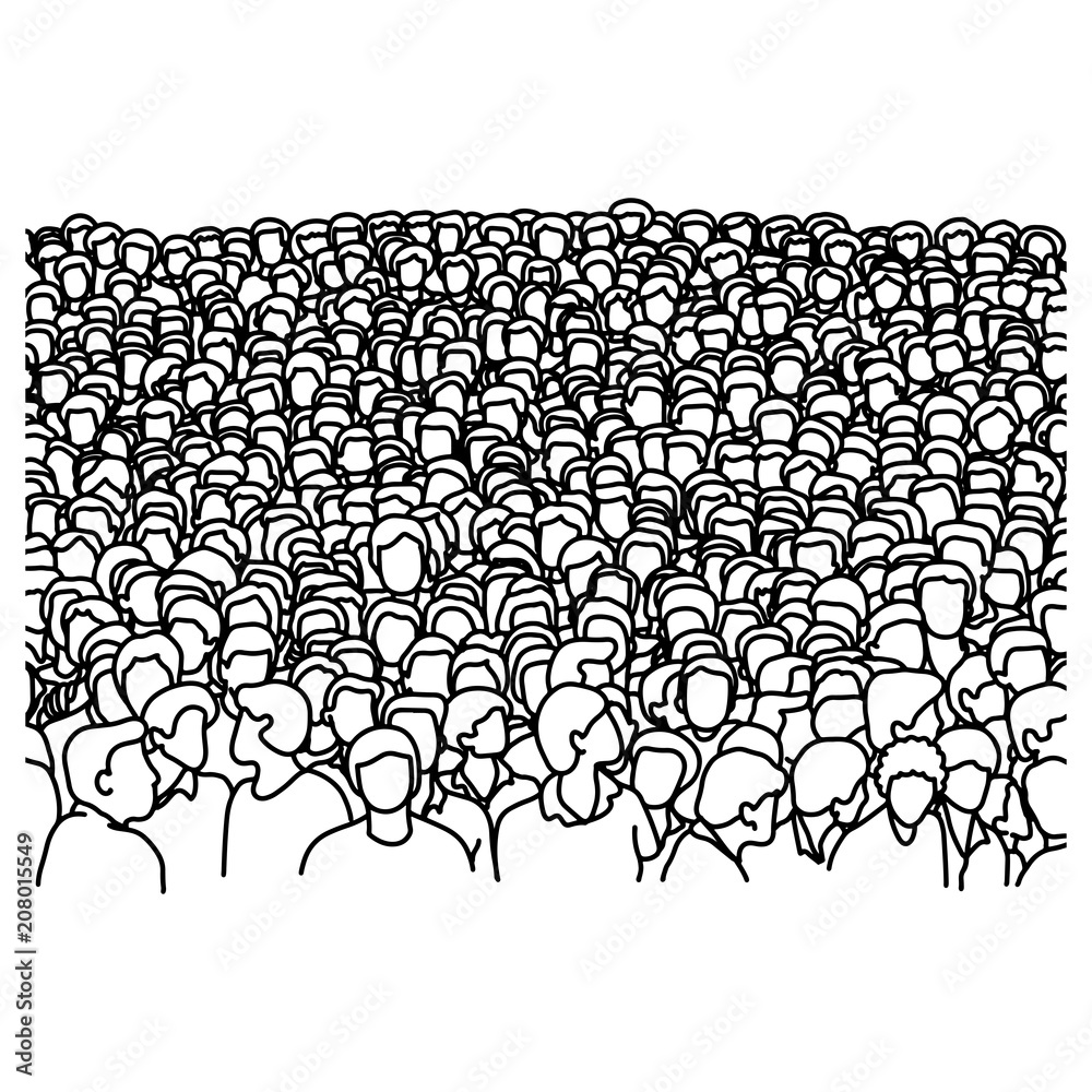 crowd people background vector illustration sketch doodle hand drawn ...