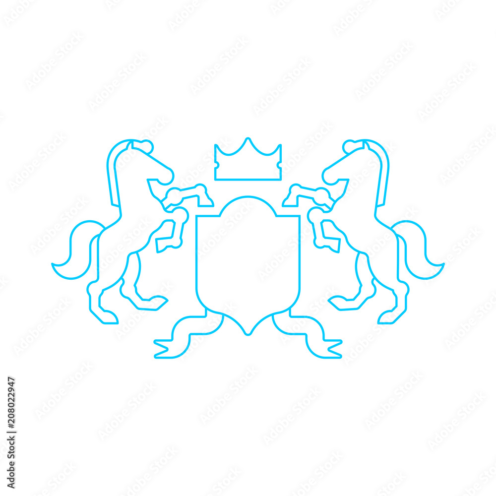White horse and Shield heraldic symbol. Royal Horse for coat of arms ...