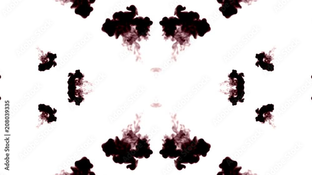 black ink dissolves in water on white background with luma matte. 3d ...