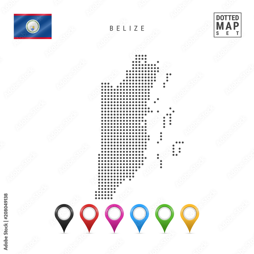 Vector Dotted Map of Belize. Simple Silhouette of Belize. The National ...