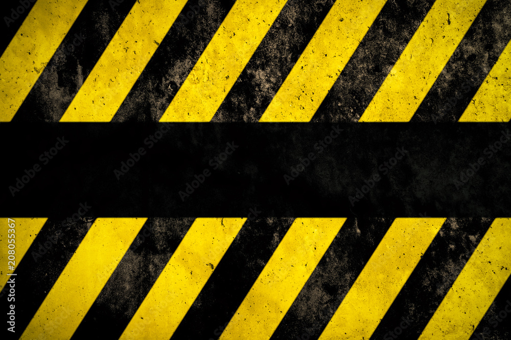 Foto Stock Warning background with yellow and dark stripes painted over ...