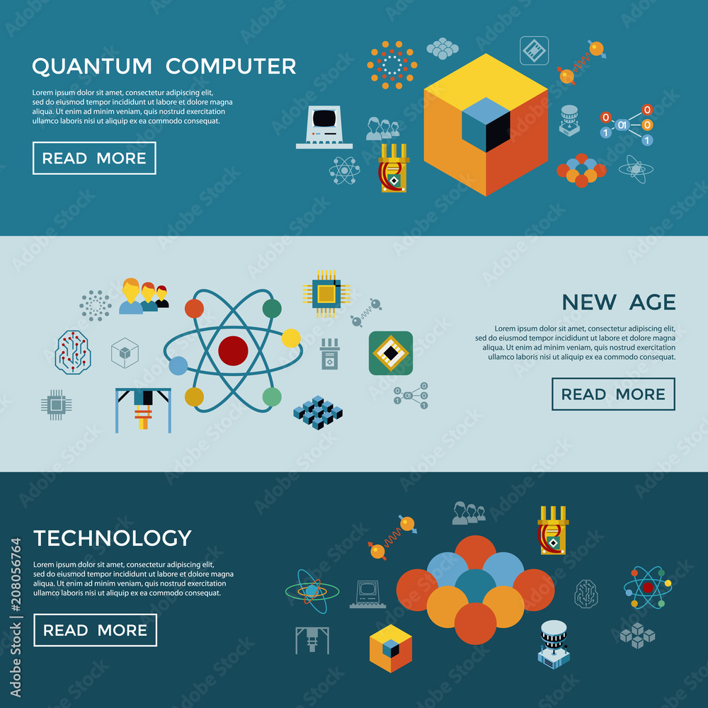 Digital vector quantum computing icon set Stock Vector | Adobe Stock