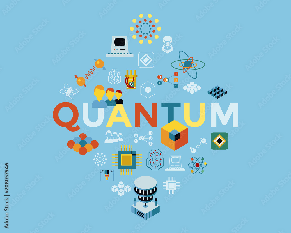 Digital vector quantum computing icon set Stock Vector | Adobe Stock
