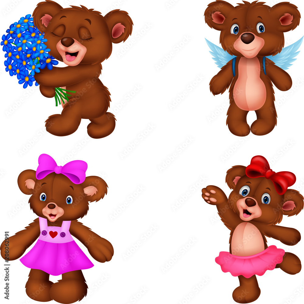 Cartoon bear collection set Stock Vector | Adobe Stock