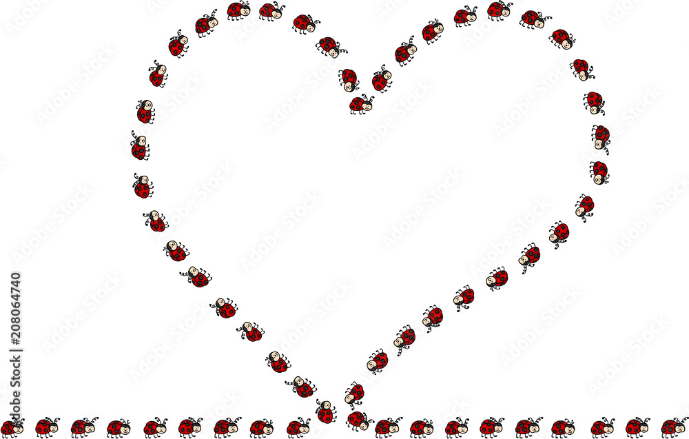 Heart made of ladybugs Stock Vector | Adobe Stock