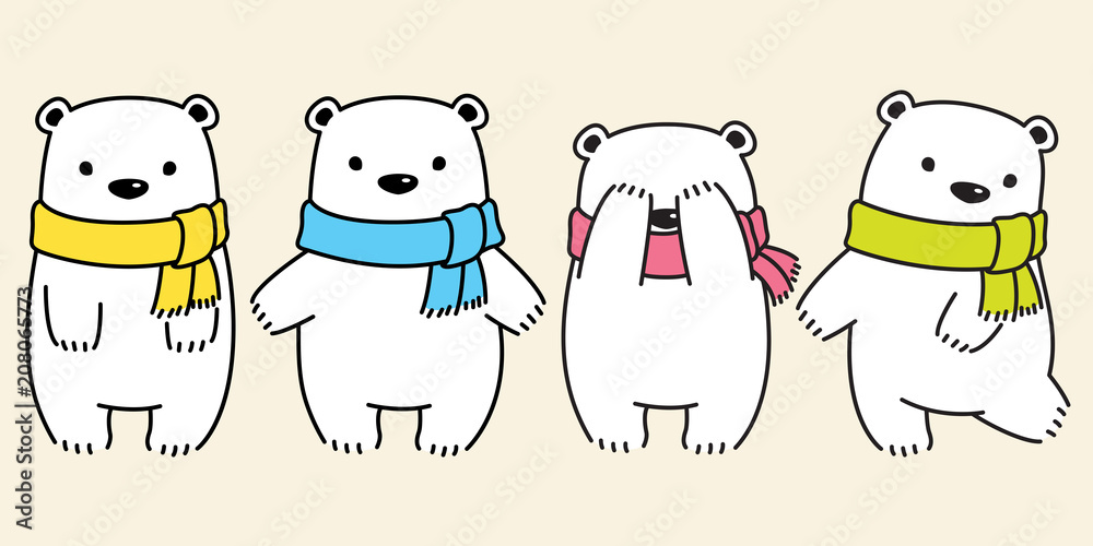 bear vector polar bear panda logo icon scarf kid illustration character ...
