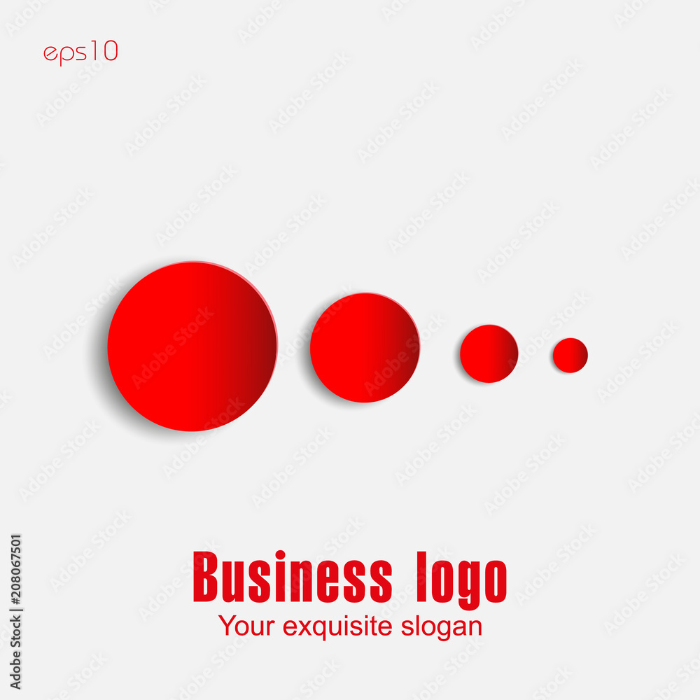 Paper red round in white Red paper circles round with a shadow on a ...