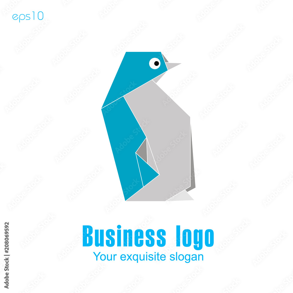Blue Penguin logo Original logo from triangles in the shape of a cute ...
