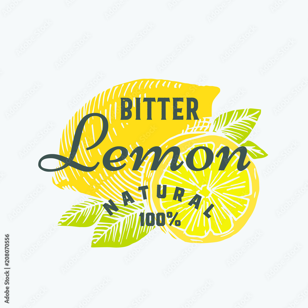 Natural Bitter Lemon Abstract Vector Sign, Symbol or Logo Template ...