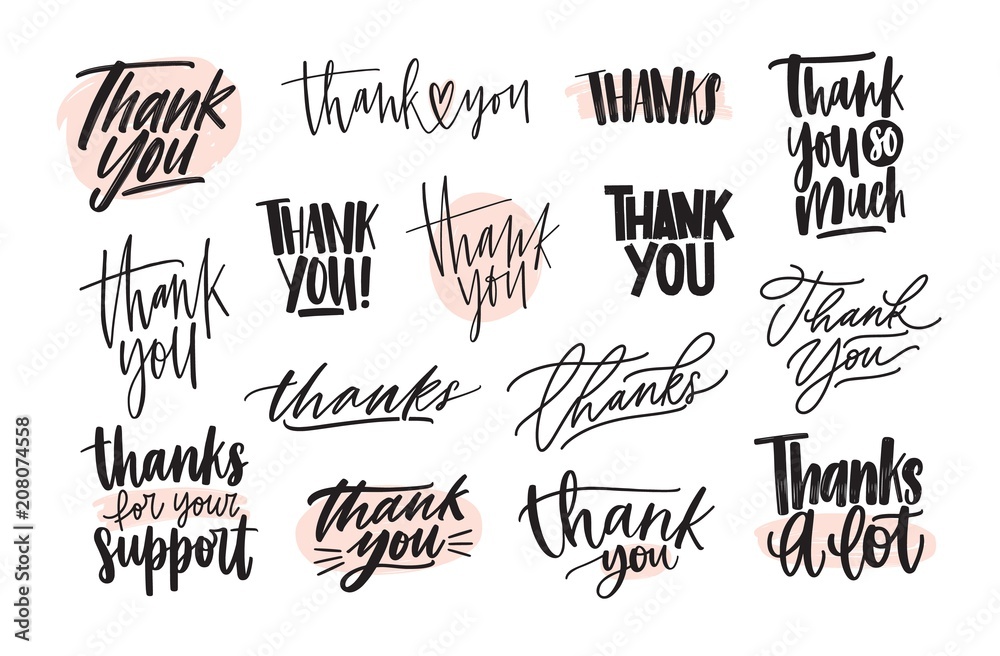 Collection of creative Thank You lettering compositions written with ...