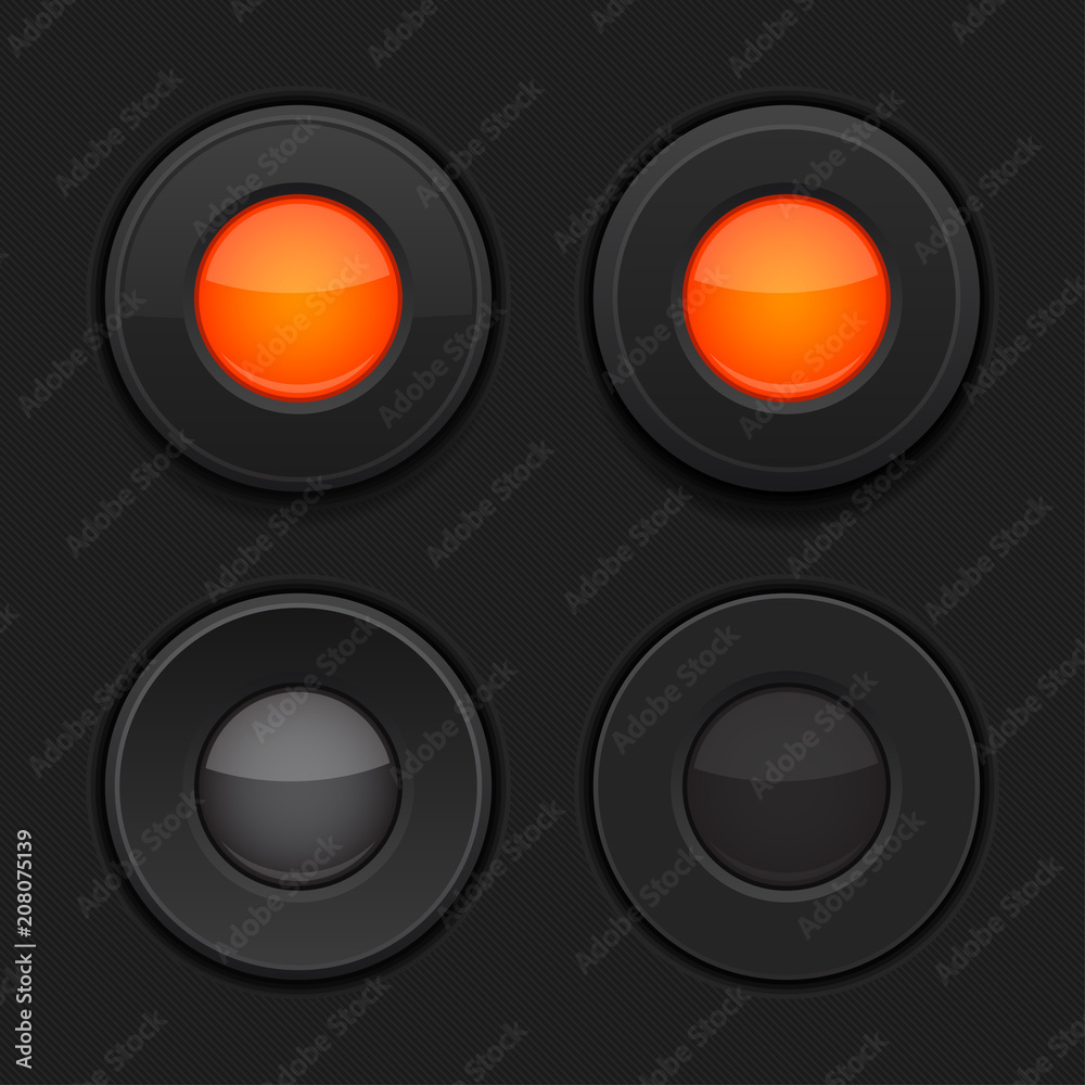 Radio buttons. Black and orange interface 3d signs Stock Vector | Adobe ...