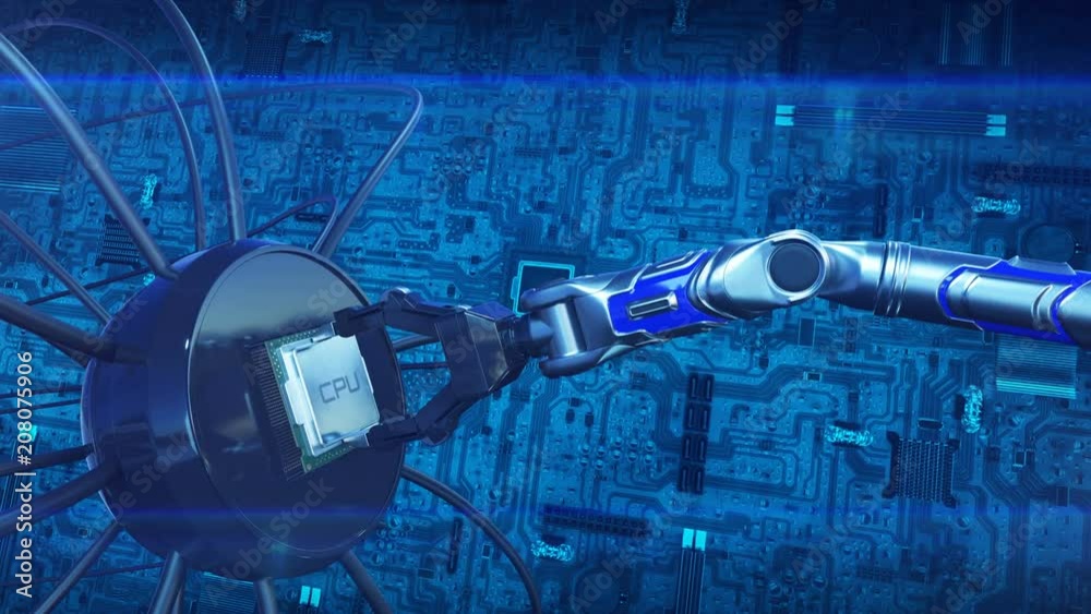 Processor Installation Process on the Circuit Board with Robotic Arm ...