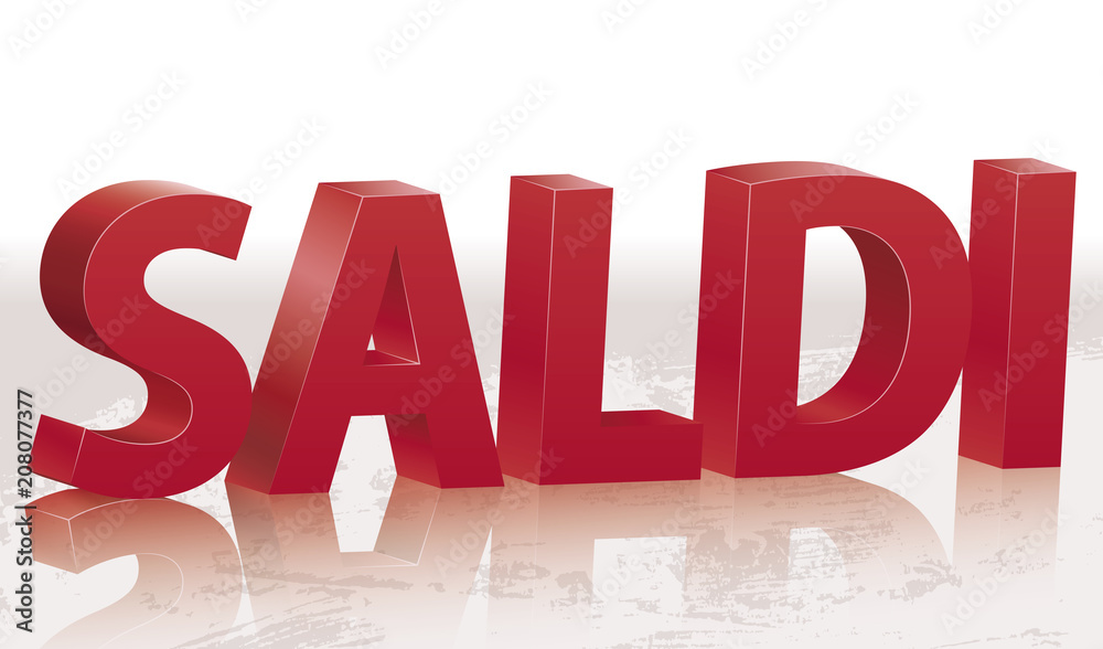 Sale with reflection in Italian. Poster to announce the sales with the ...