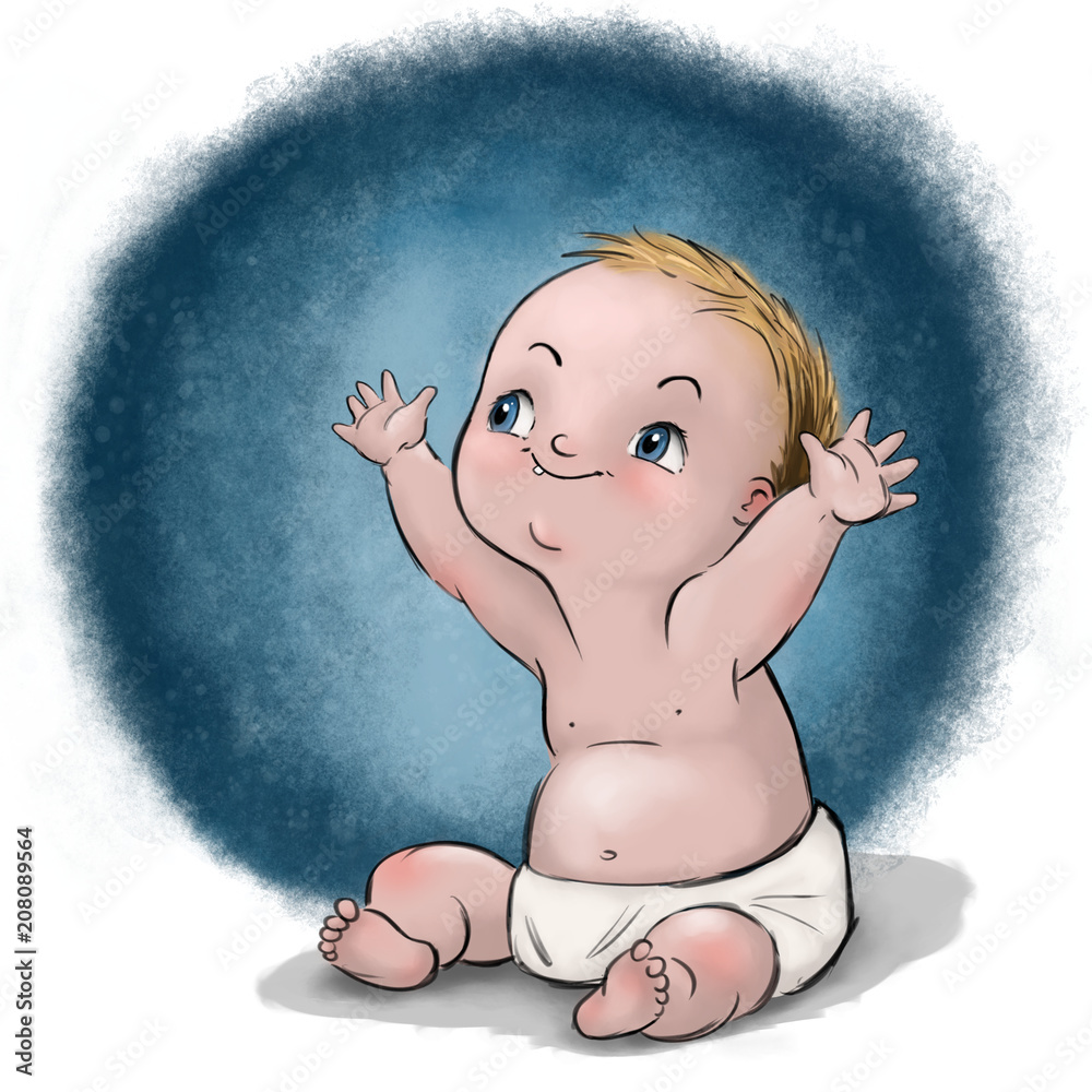 Cute baby raising arms for a hug Stock-Illustration | Adobe Stock