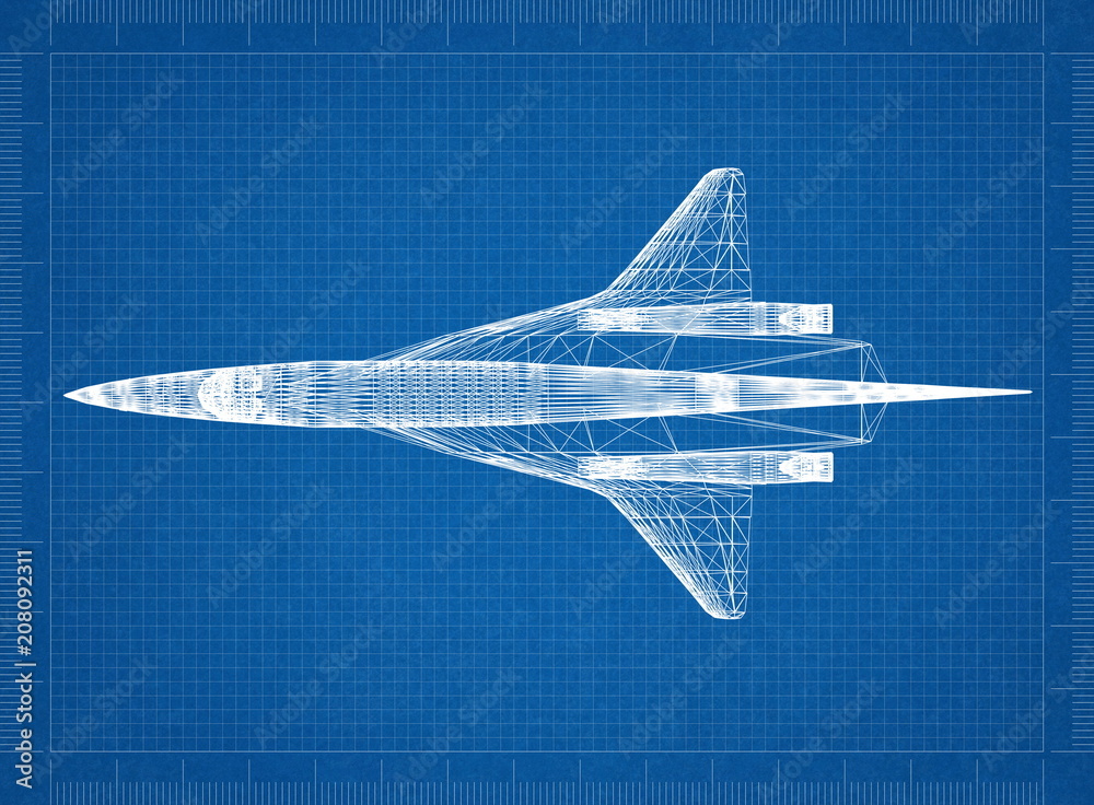 military fighter plane Architect blueprint Stock Illustration | Adobe Stock