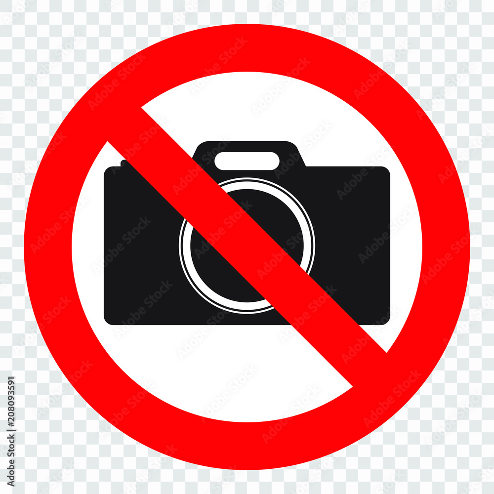 No cameras allowed sign. Red prohibition no camera sign. No taking ...