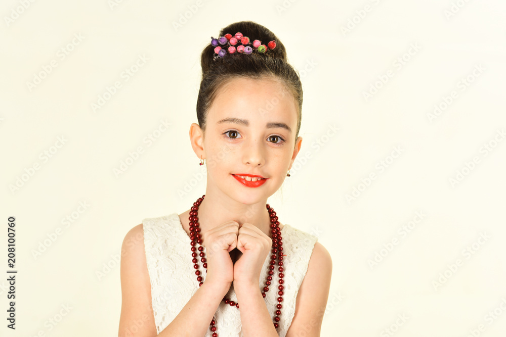 Retro look, hairdresser, makeup. Retro girl or fashion model, beauty ...