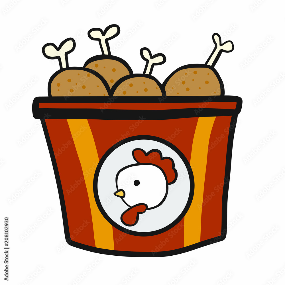 Fired chicken bucket cartoon doodle vector illustration Stock Vector ...