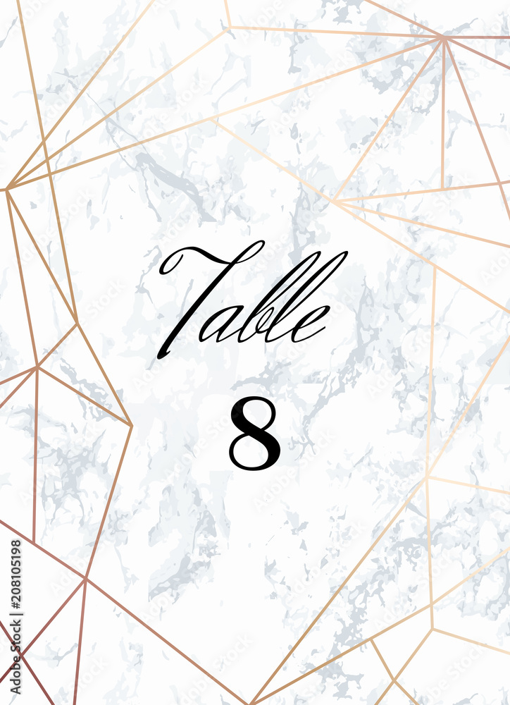 Wedding template. Seating Card. Tented Table Numbers card. White marble ...