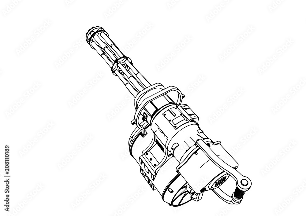 sketch of a military machine gun vector Stock Vector | Adobe Stock