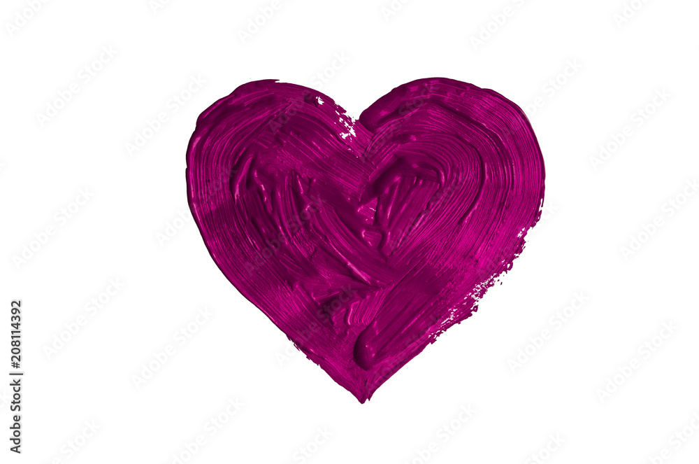 Painting of big purple heart isolated on white backgroundround Stock ...