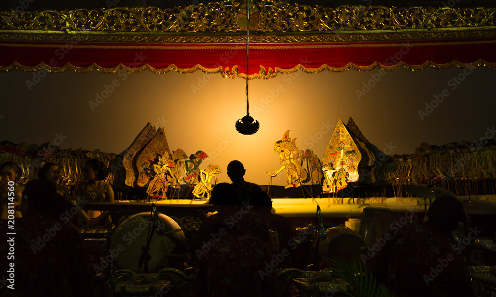 YOGYAKARTA, May 1st 2018: Stage performance of wayang kulit ...
