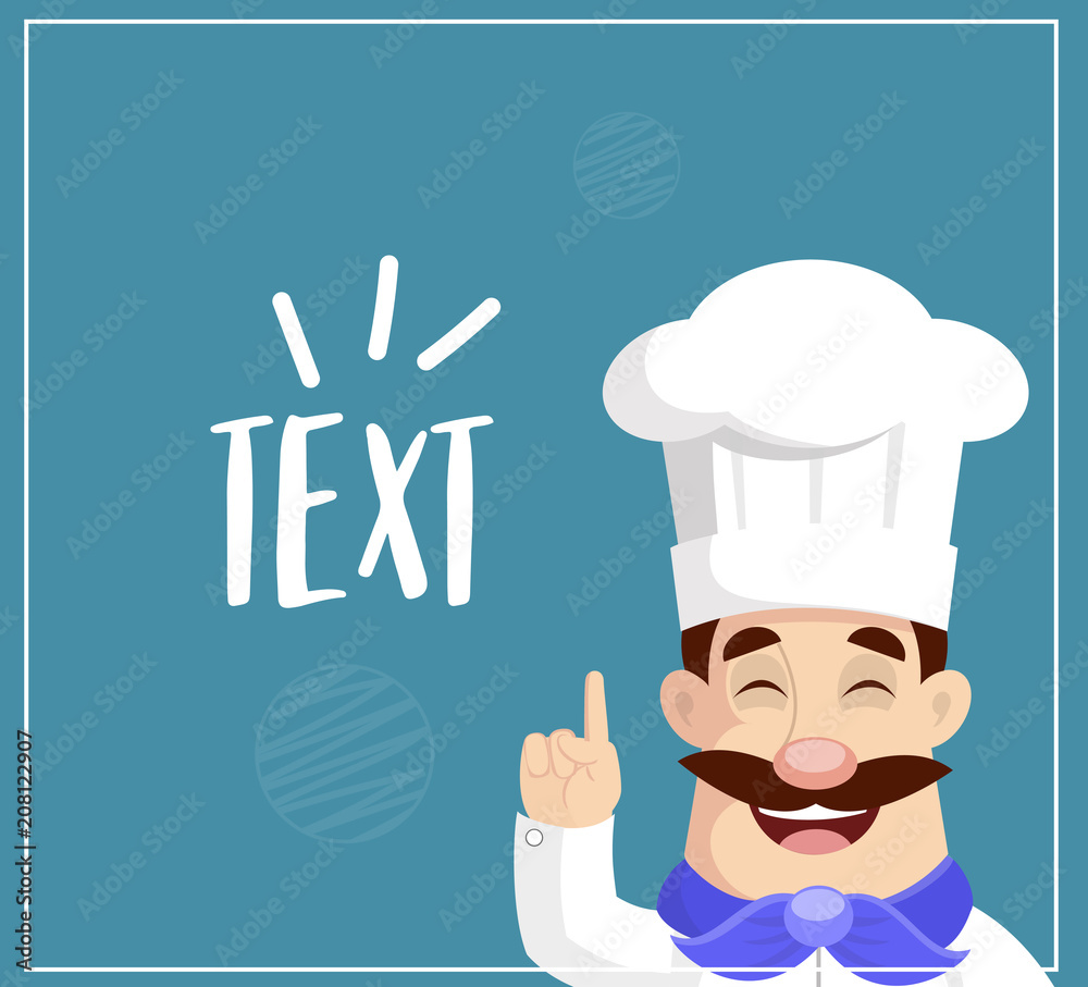 Flat Design cute chef pointing finger Vector Illustration Stock Vector ...