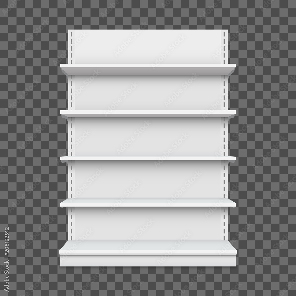 Creative vector illustration of empty store shelves isolated on ...