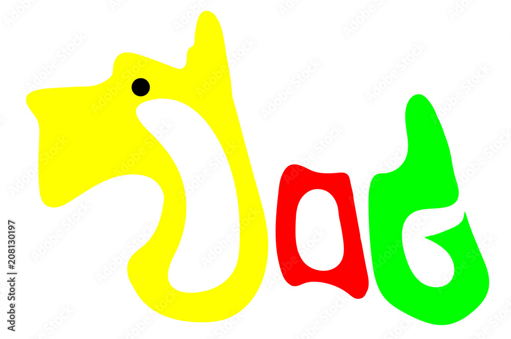 Lettering word DOG in a dog silhouette, ESP 10 vector illustration ...