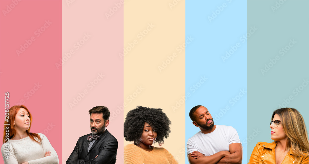 Cool group of people, woman and man with crossed arms confident and ...