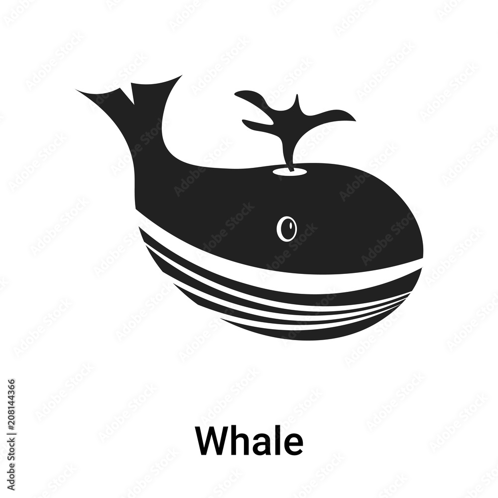 Whale icon vector sign and symbol isolated on white background, Whale ...