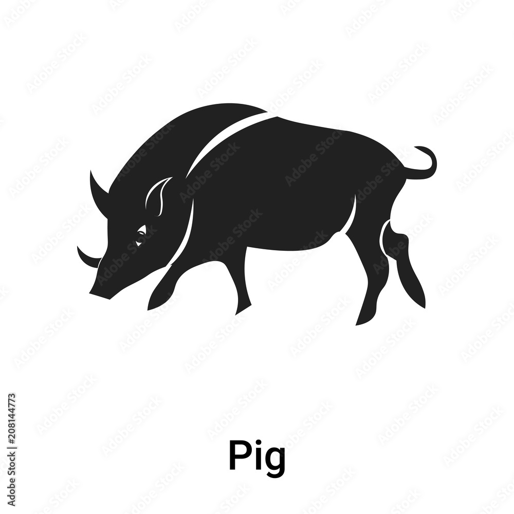 Pig icon vector sign and symbol isolated on white background, Pig logo ...