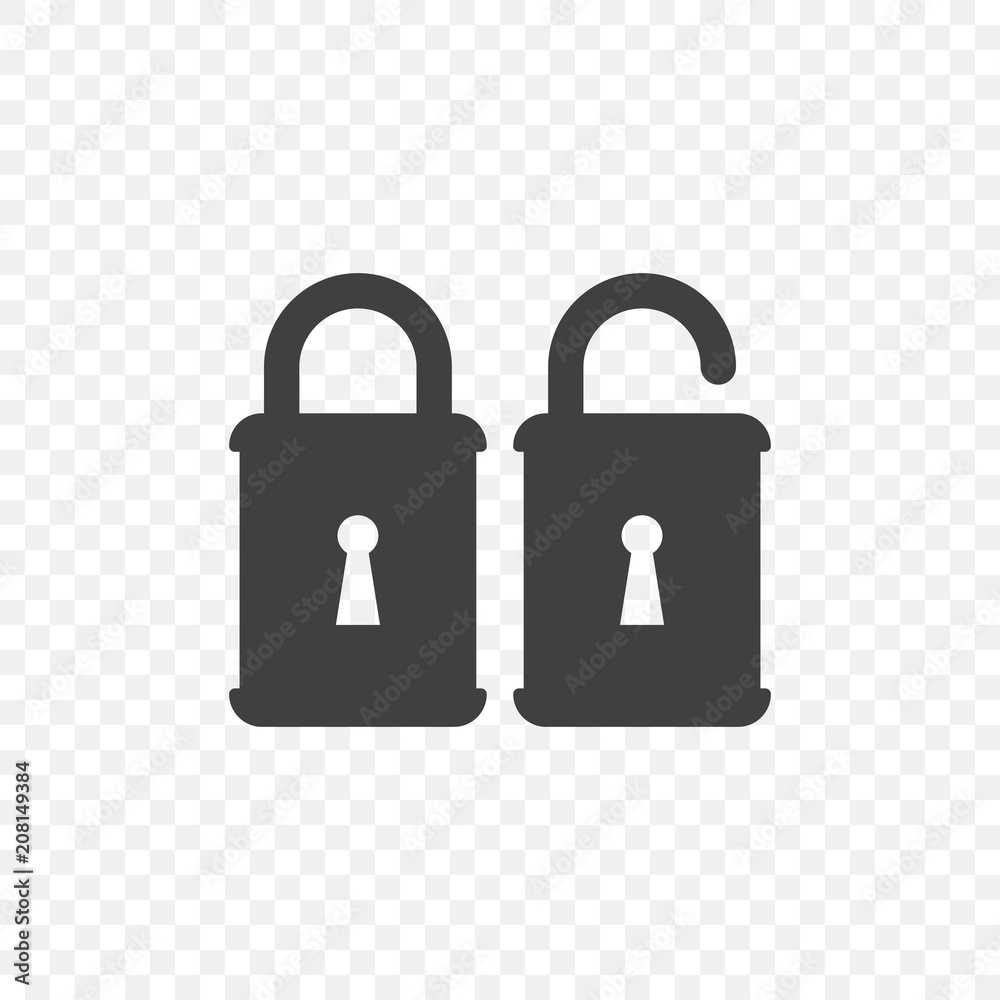 Icon of an open and closed lock. Vector on a transparent background ...