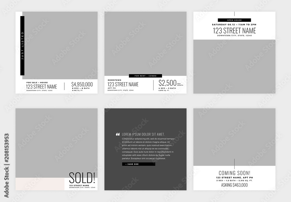 9 Real Estate Social Media Post Layouts Stock Template | Adobe Stock